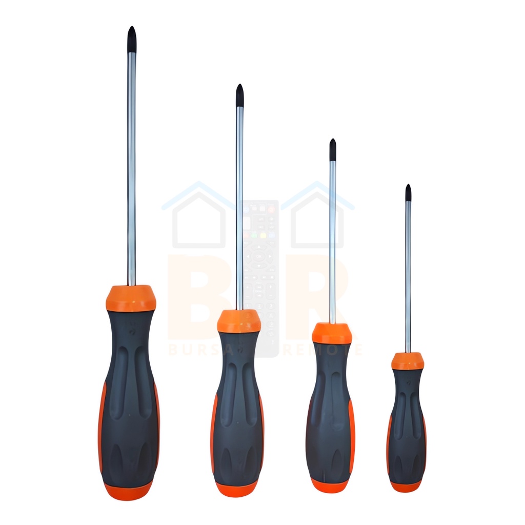 Jual Obeng Magnet Handle Gagang Karet Oren Abu Plus Minus Diameter 3MM ...