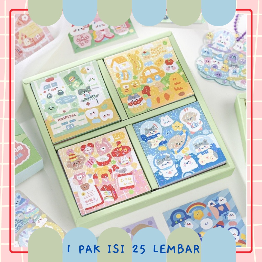 Jual Stiker Glitter 1 Pak Isi 25 lembar Aesthetic Planner Scrapbook ...