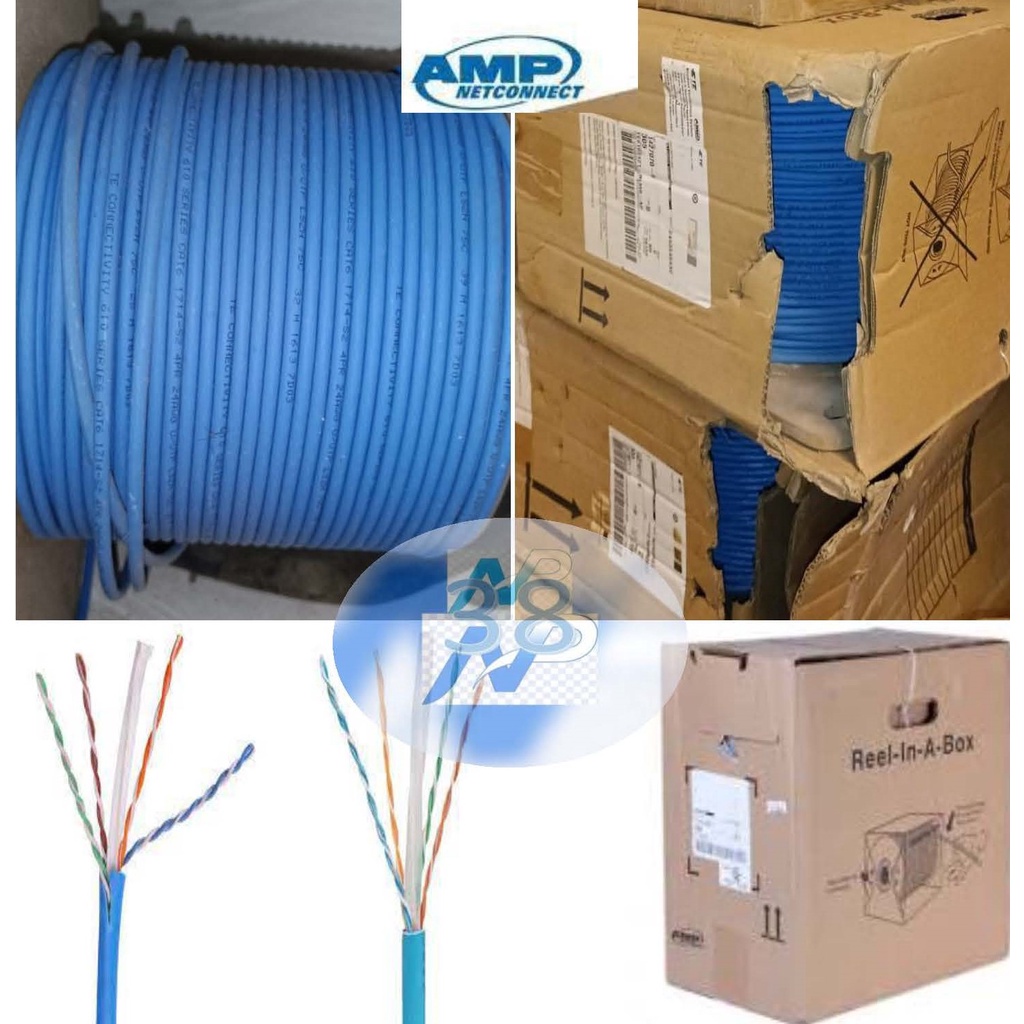 Jual KABEL LAN / UTP AMP cat,6 permeter warna Biru | Shopee Indonesia