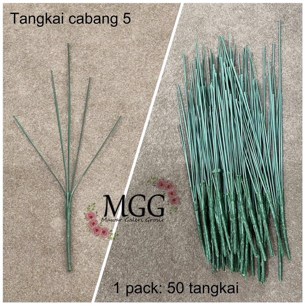 Jual Tangkai Bunga Pendek Cabang 5 (1 Ikat:50 Pcs)Daun Tangkai Dekorasi ...
