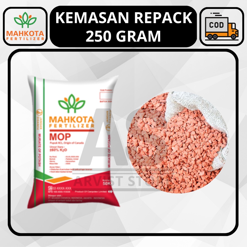 Jual Pupuk KCL MAHKOTA MOP Origin Canada Kemasan Repack 250 Gram ...