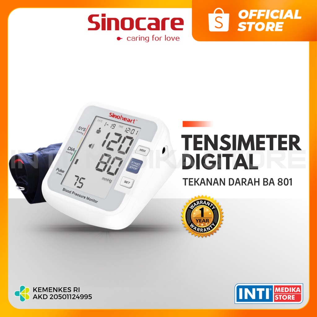 Jual SINOCARE - Tensimeter Digital Suara Otomatis | Tekanan Darah BA ...