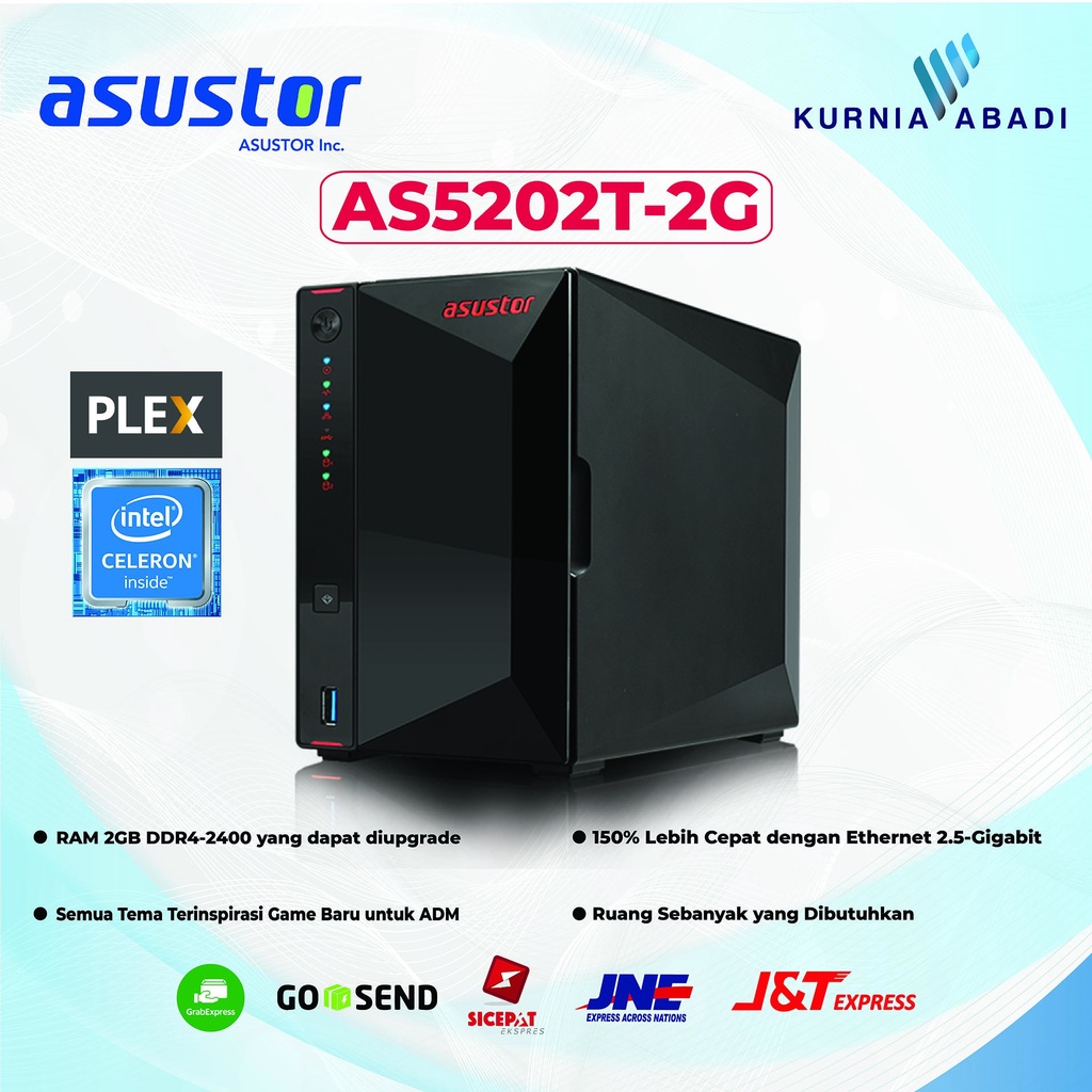 Jual ASUSTOR AS5202T 2GB RAM 2-Bay NAS diskless Intel Celeron Dual Core NAS | Shopee Indonesia