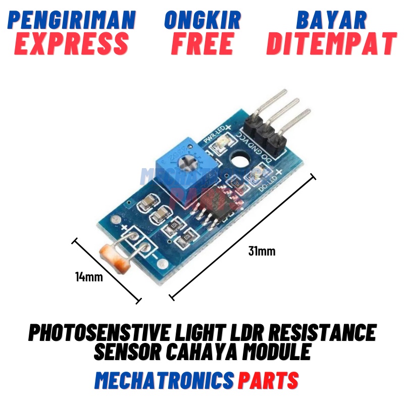 Jual PHOTOSENSTIVE LIGHT LDR RESISTANCE SENSOR CAHAYA MODULE 3PIN ...