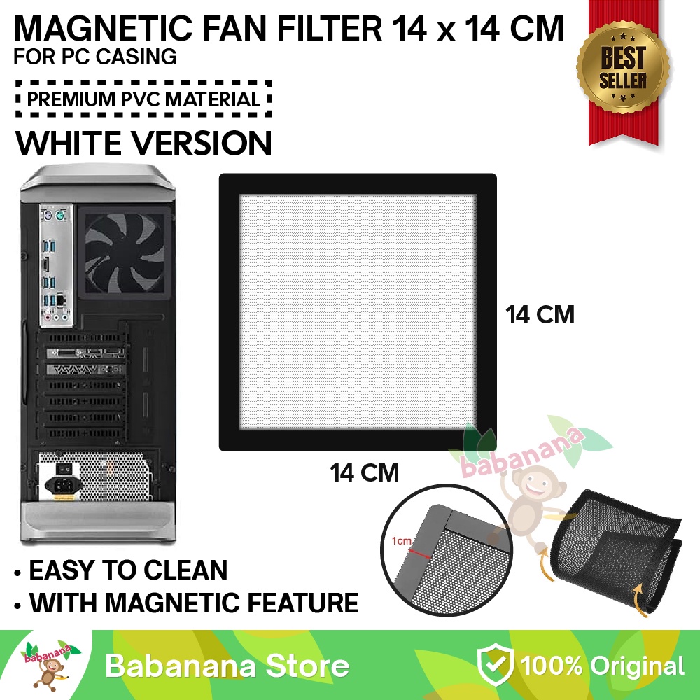 Jual Magnetic Pc Fan Dust Filter Debu Kipas 14x14cm Magnet Casing Putih ...