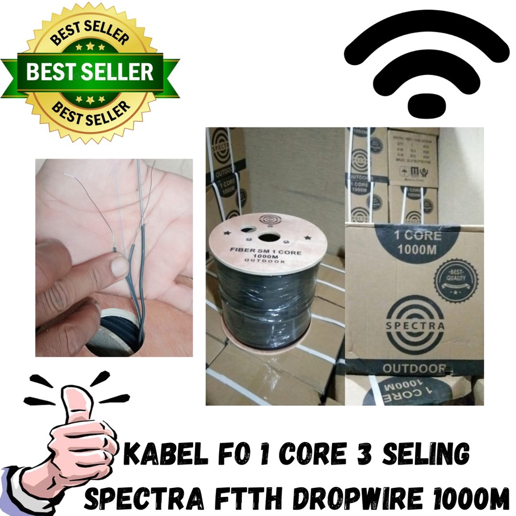 Jual KABEL FO 1 CORE 3 SELING KAWAT FTTH DROPWIRE 1000M | Shopee Indonesia