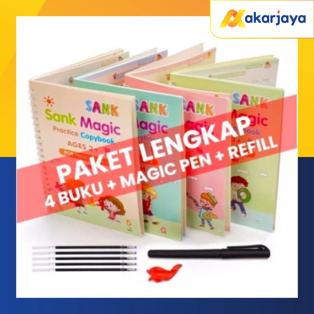 Jual Buku Ajaib Belajar Menulis Anak Huruf Angka Magic Book 4 in 1 ...