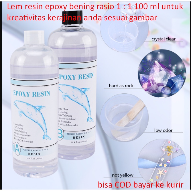 Jual Lem resin epoxy bening rasio 1 : 1 100 ml untuk kreativitas ...