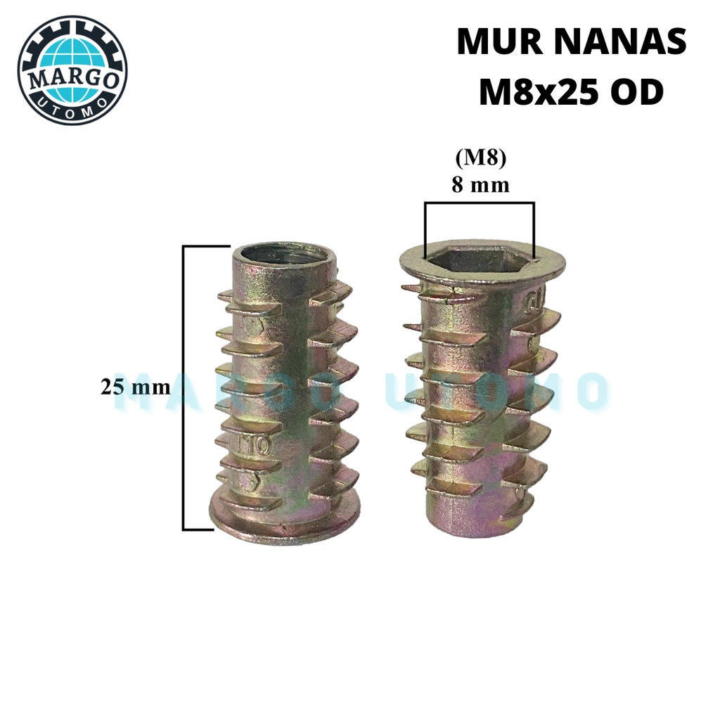 Jual Mur Nanas Mur Tanam M8x25 OD - 4 PCS | Shopee Indonesia