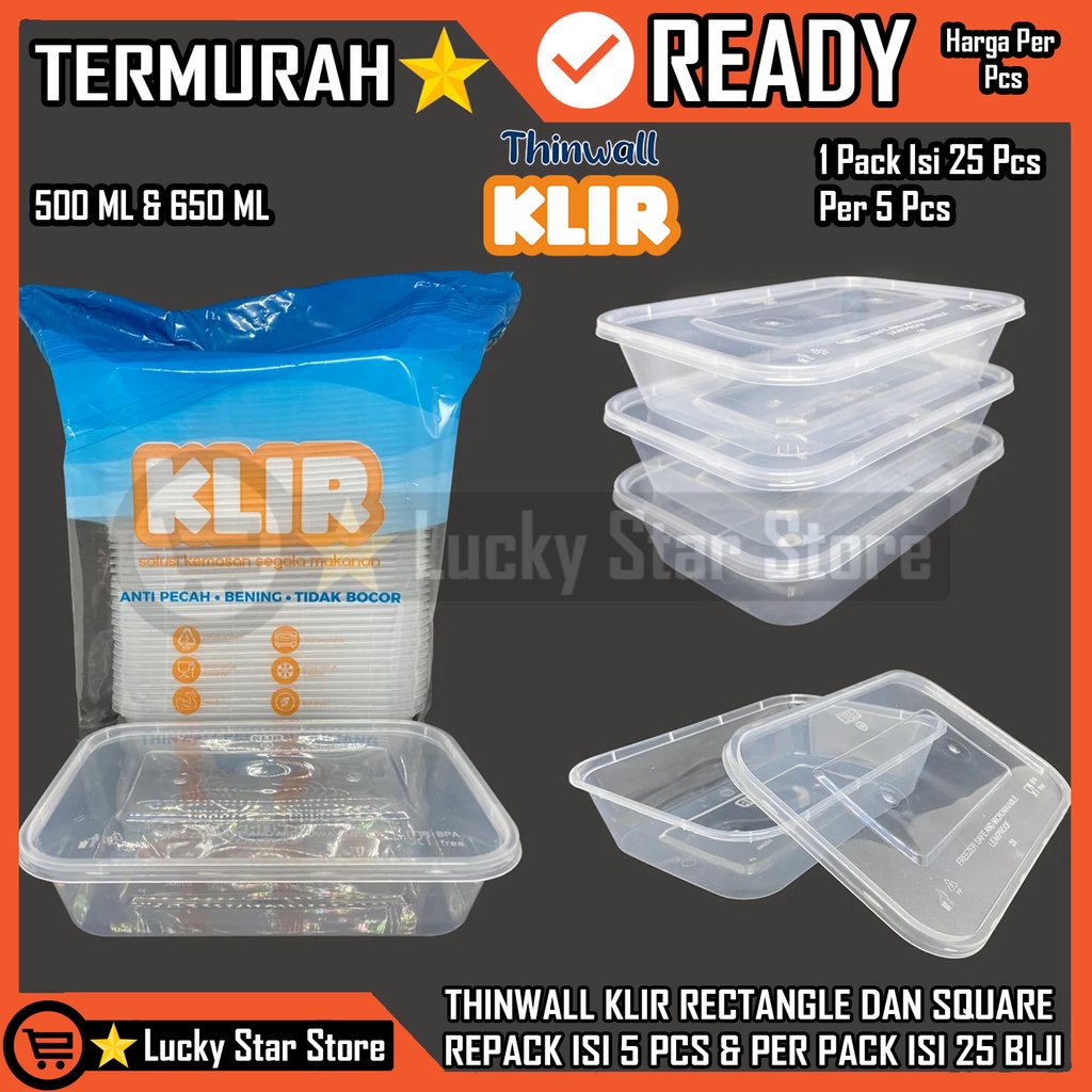 Jual Klir Thinwall Rectangle Box Bening Anak Salad Buah Kue Bekel Kotak ...