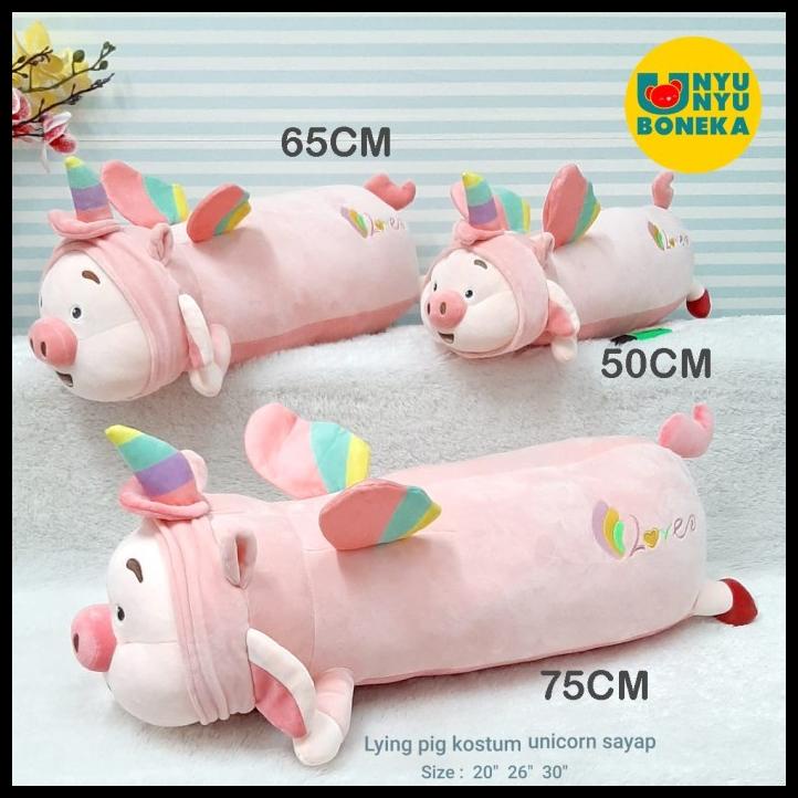 Jual Boneka Guling Babi Lying Pig Costum Unicorn Sayap 65Cm Import ...