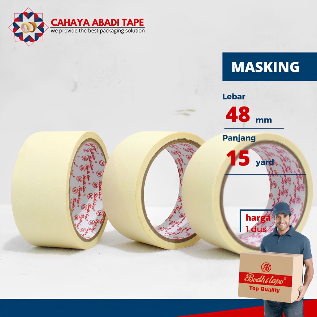 Jual LAKBAN KERTAS/MASKING 24MM/48MM X 15YARD PER DUS | Shopee Indonesia