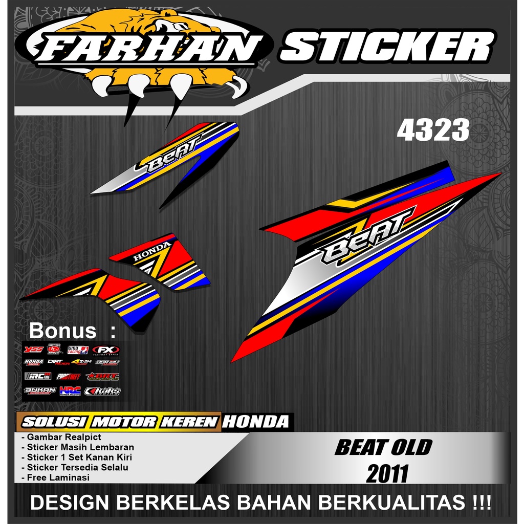 Jual f4323 Sticker Striping Beat Karbu OLd Desain Racing List Biru Emas ...