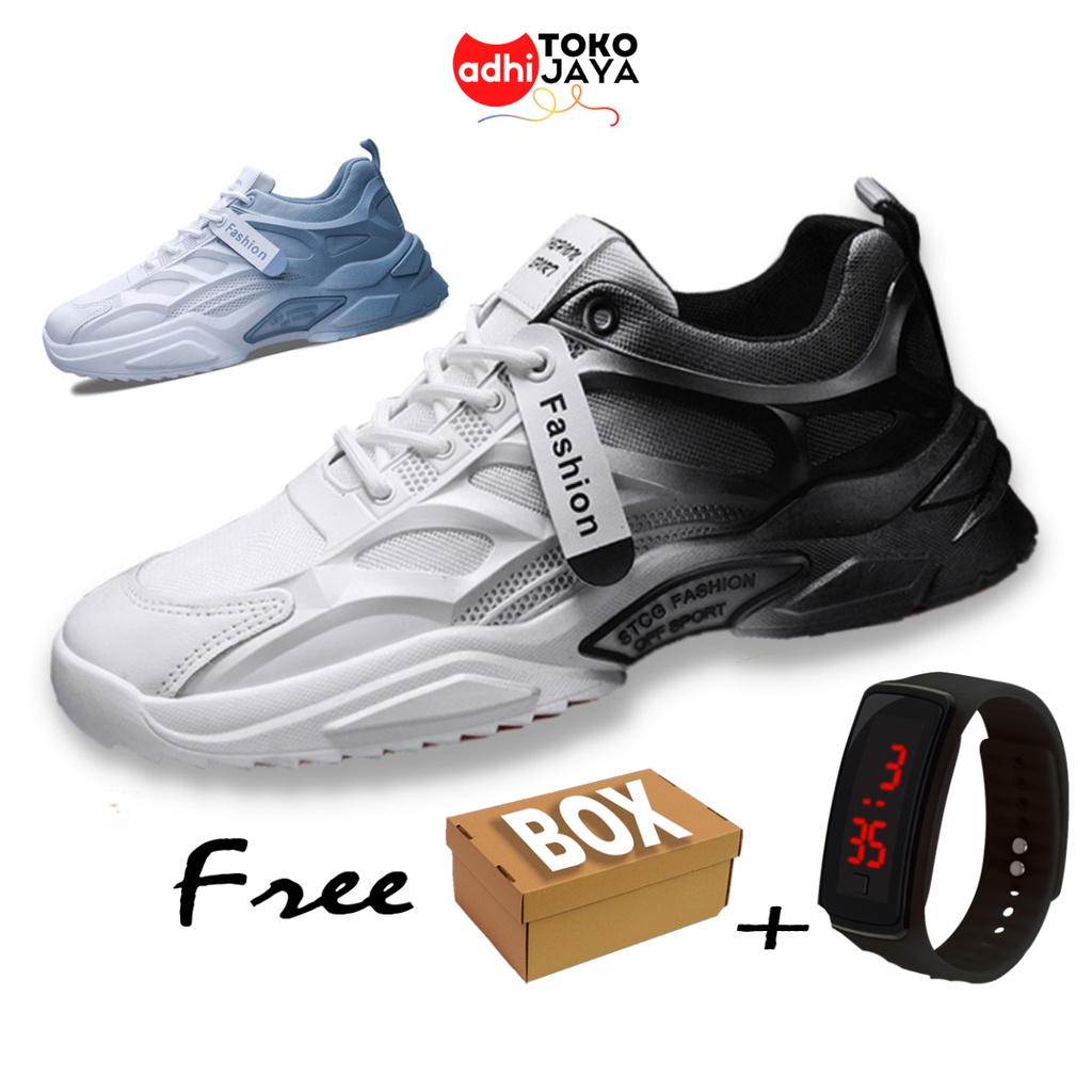 Jual Sepatu Pria Sneakers Import Olahraga Lari Putih Hitam Keren ...