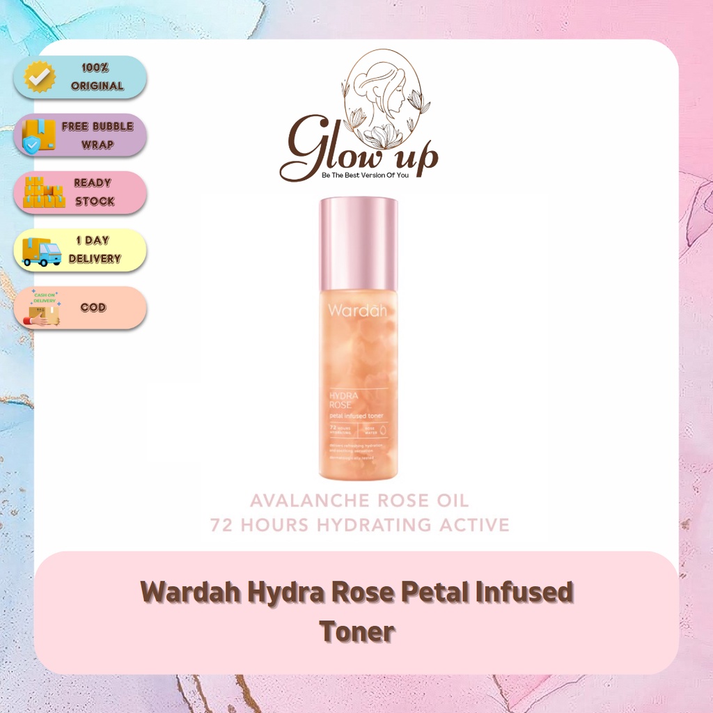 Jual GLOWUP Wardah Hydra Rose Petal Infused Toner 100 ml - Hydrating Toner Kelopak Bunga Mawar ...