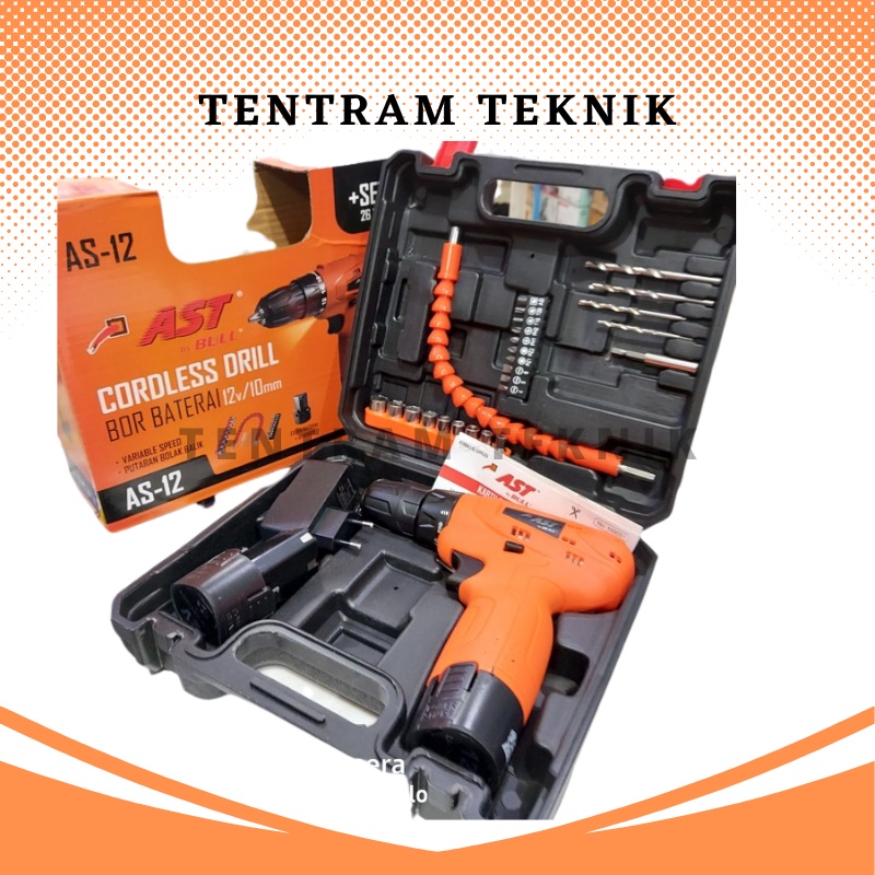 Jual Bor Baterai Cordless Drill AST Bull AS-12V Bor Cas 10MM AST AS12V / Mesin Bor Cordless AST ...