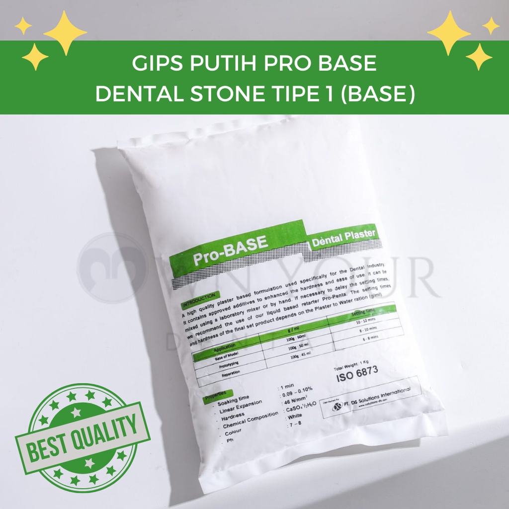Jual Gips Putih Dental Stone Pro Base Dental Plaster Tipe I 1kg Bahan ...
