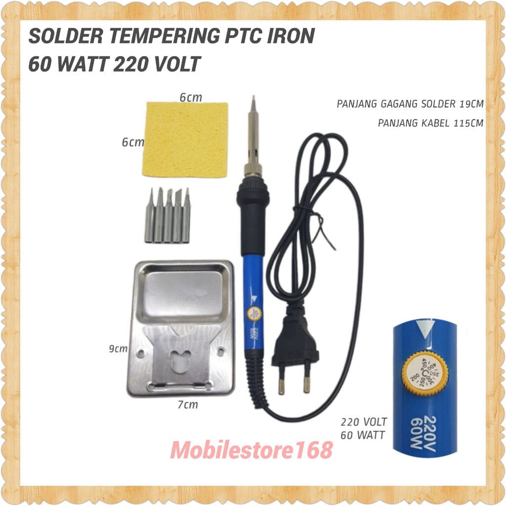 Jual SOLDER LISTRIK / SOLDER TANGAN /SOLDER IRON ADJUSTABLE TEMPERATURE 60 WATT 220 VOLT ...