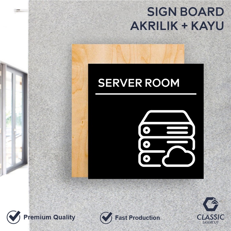 Jual Sign Board Akrilik + Kayu Timbul "Server Room" 25 x 25cm | Shopee ...