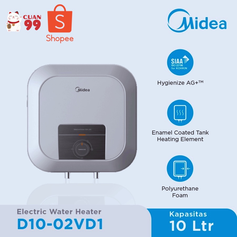 Jual WATER HEATER MIDEA 10 LITER D10-02VD1 / D10 02VD1 FULL PUTIH ORIGINAL | Shopee Indonesia