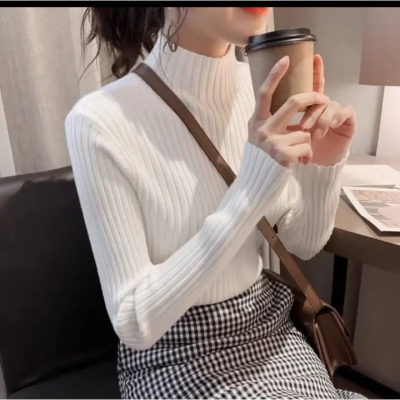 Jual inner rajut aisha hijab baju daleman turtleneck knit manset DAYSIY ...