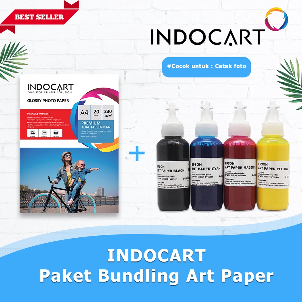 Jual INDOCART Paket Tinta Art Paper+Kertas Foto Inkjet Photo Printer ...