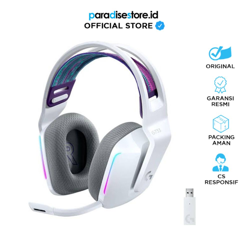 Jual Logitech G733 LIGHTSPEED WHITE Wireless RGB 7.1 Surround Gaming ...