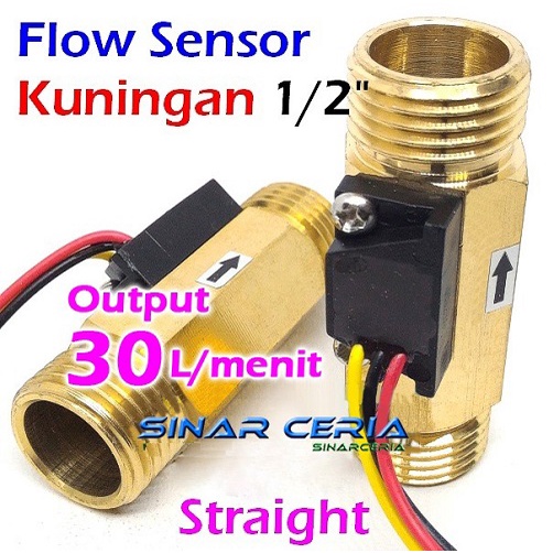 Jual Water Flow Sensor 1/2" Kuningan Aliran Air Cairan Liquid Meter 1 ...