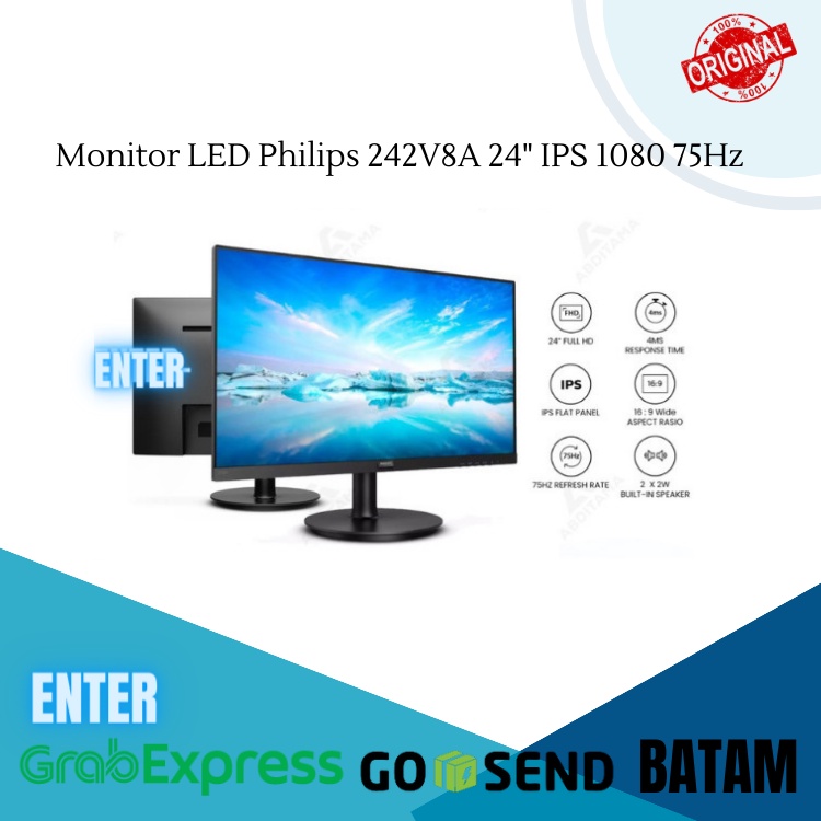 Jual Monitor LED Philips 242V8A 24" IPS 1080 75Hz VGA HDMI DP Speaker ...