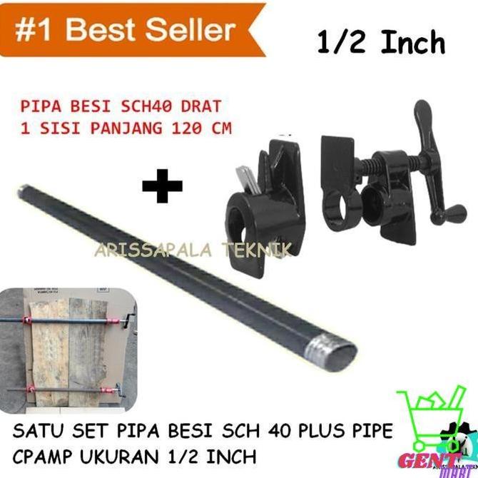 Jual Klem Kayu Jati Belanda Pres Papan Kayu 1 Set Plus Pipa Setengah ...