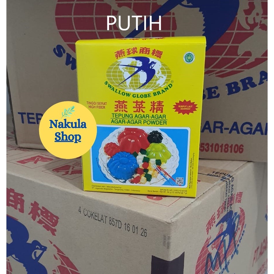 Jual AGAR AGAR SWALLOW GLOBE PUTIH (1 BOX ISI 12 SACHET) | Shopee Indonesia