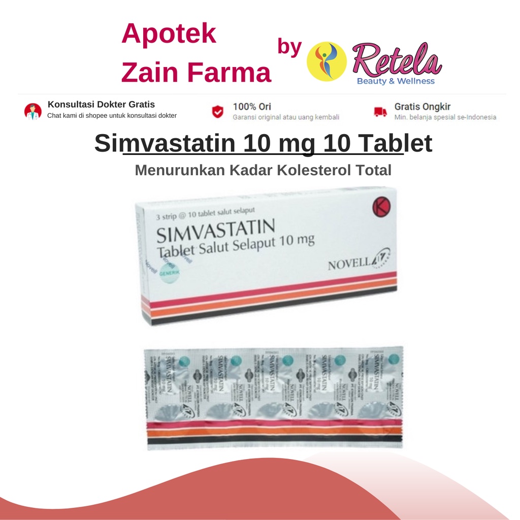 Jual SIMVASTATIN 10MG STRIP 10 TABLET | Shopee Indonesia