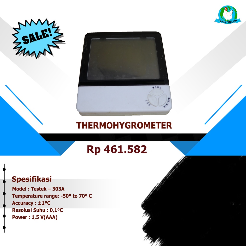 Jual Alat Pengukur Suhu Ruangan /Digital Thermometer Hygrometer Testek ...