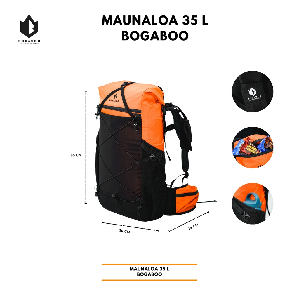 Jual COD BOGABOO MAUNALOA 35 L BACKPACK ULTRALIGHT Frameless Waterproof - Tas Daypack Ultralight ...