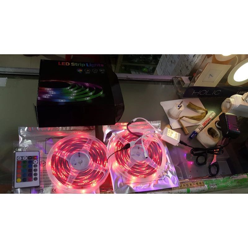 Jual LAMPU LED STRIP 5050 10 METER SET KOMPLIT REMOTE KONTROL | Shopee ...