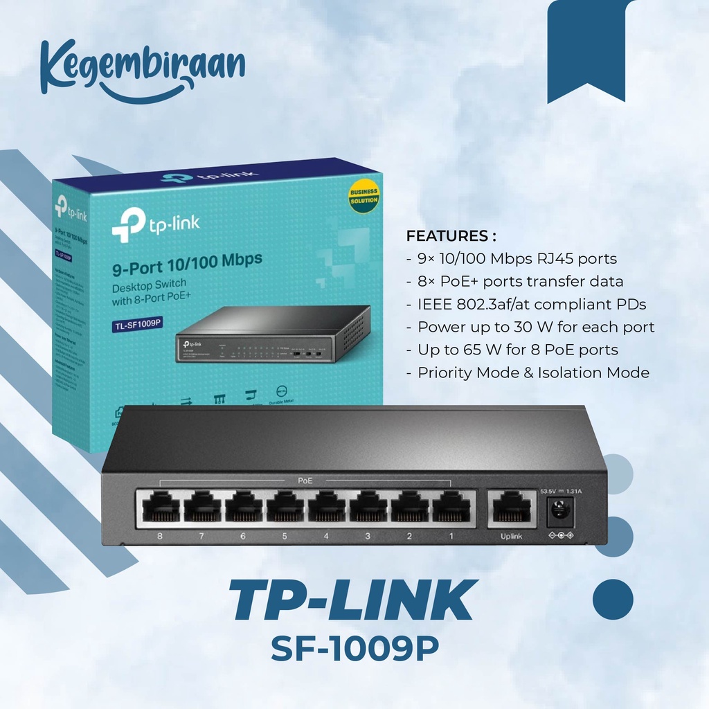 Jual TP-Link Switch Hub TL-SF1009P Switch 9 Port 10/100Mbps with 8-Port PoE | Shopee Indonesia