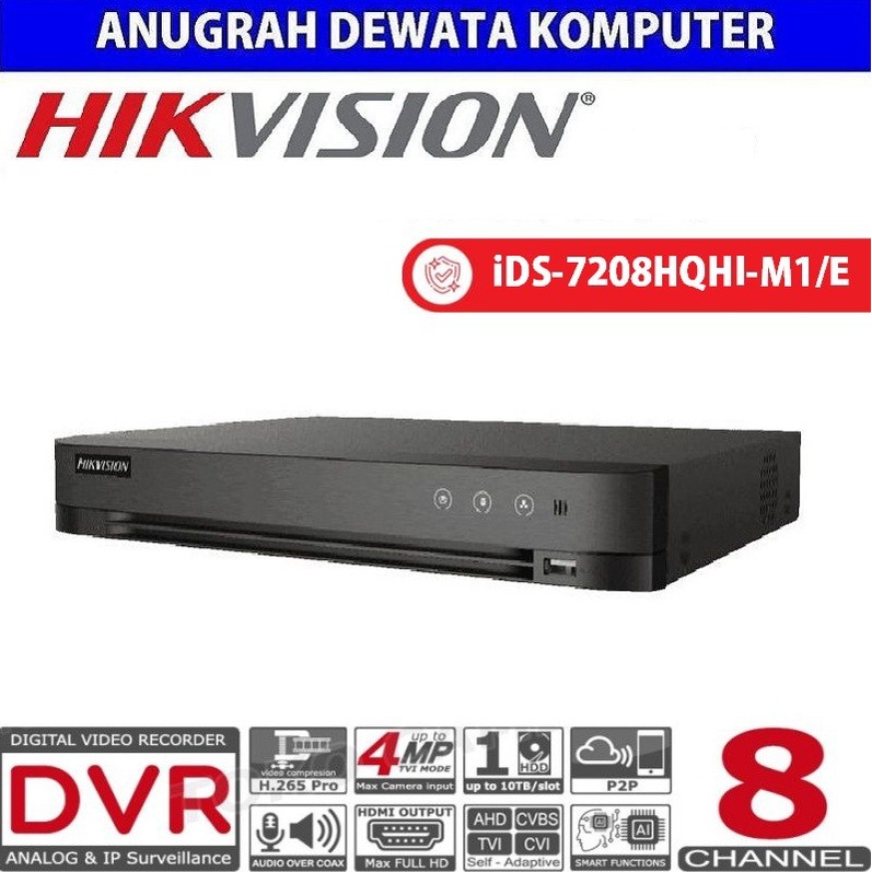 Jual DVR HIKVISION 8 CHANNEL/DVR 8CH iDS-7208HQHI-M1/E | Shopee Indonesia