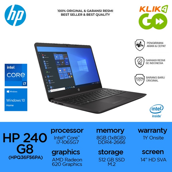 Jual HP NB 240 G8 - i7-1065G7 - RAM 8GB - 512GB SSD - VGA Radeon 620 ...