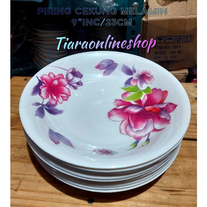 Jual Piring cekung melamin motif bunga 9inc/23cm/Ringkok melamin/piring ...
