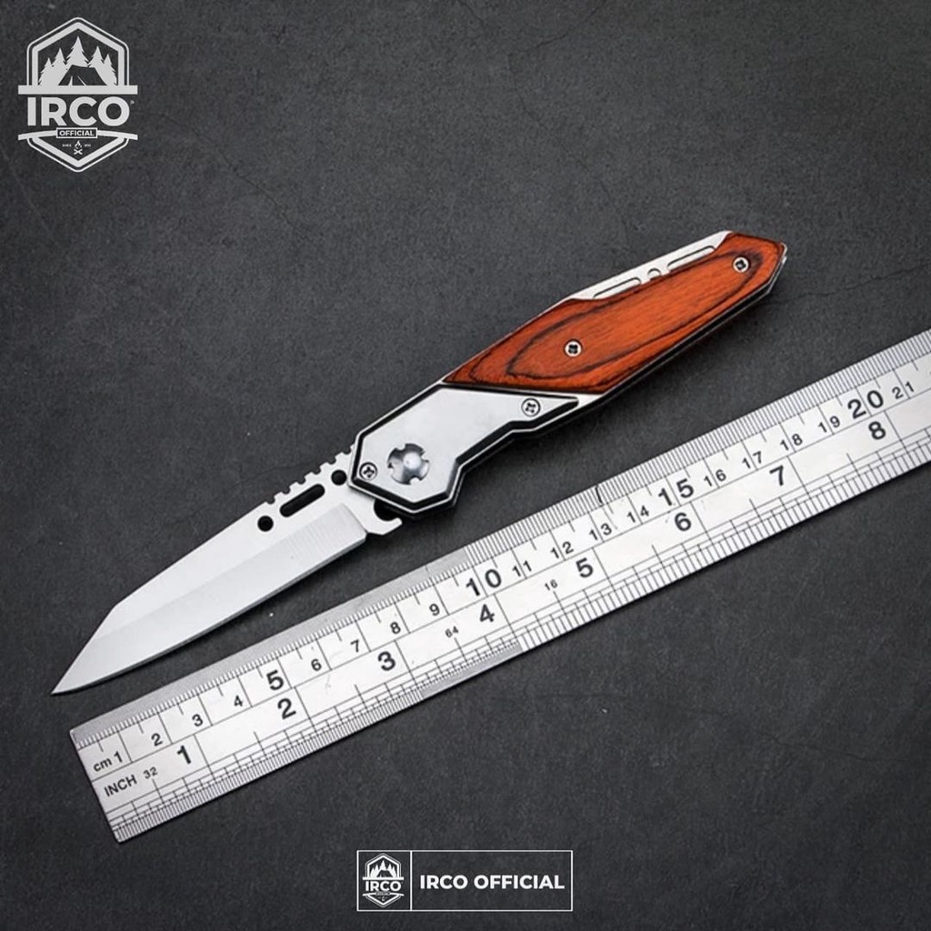 Jual IRCO Pisau Saku Lipat Stainless Steel Gagang Kayu - Bushcraft ...