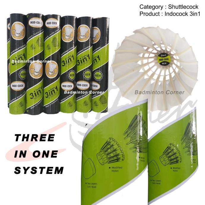 Jual Shuttlecock Cock Badminton Indocock Indo Cock 3in1 / 3 in 1 Hijau ...