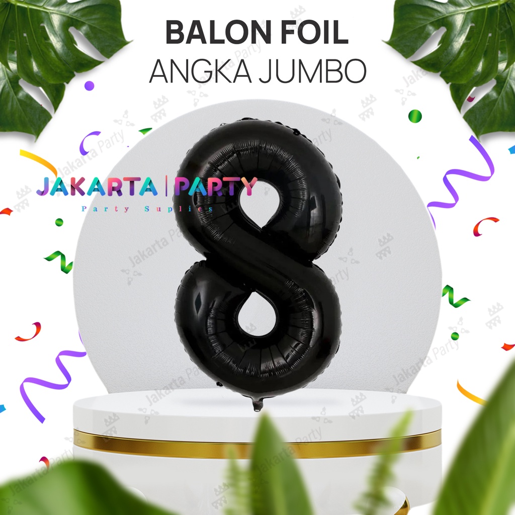 Jual Balon Angka Hitam 80cm / Balon Angka Jumbo / Balon Foil Angka ...