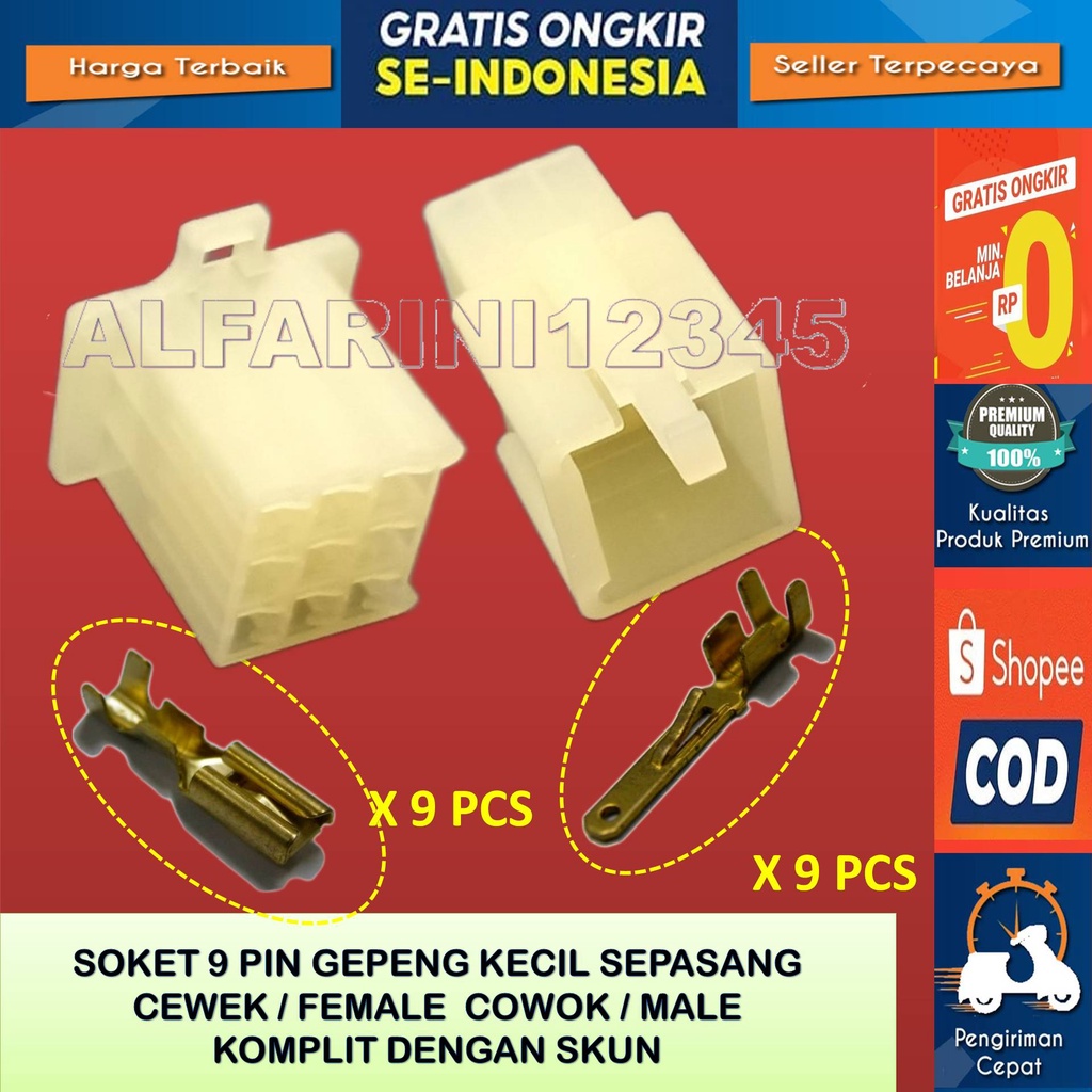 Jual SOKET 9 PIN SOKET KONEKTOR SOCKET CONNECTOR MOTOR MOBIL - Soket ...