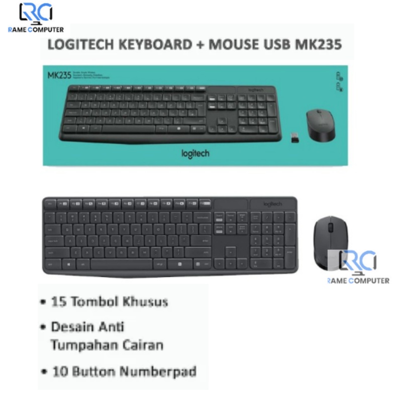 Jual Logitech MK235 Combo Wireless Keyboard dan Mouse | Shopee Indonesia