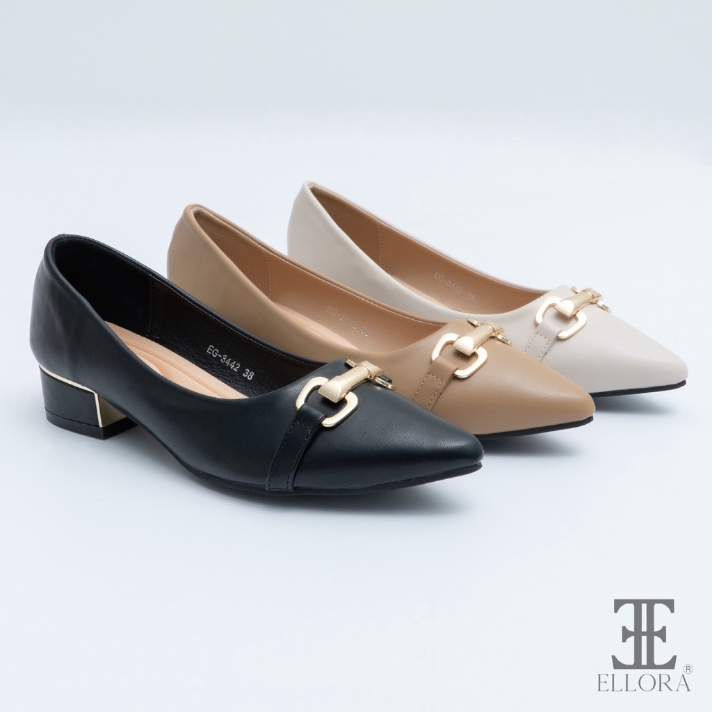 Jual ELLORA EG-3442 Sepatu Kerja Wanita Hak Chunky Import 3cm | Shopee ...