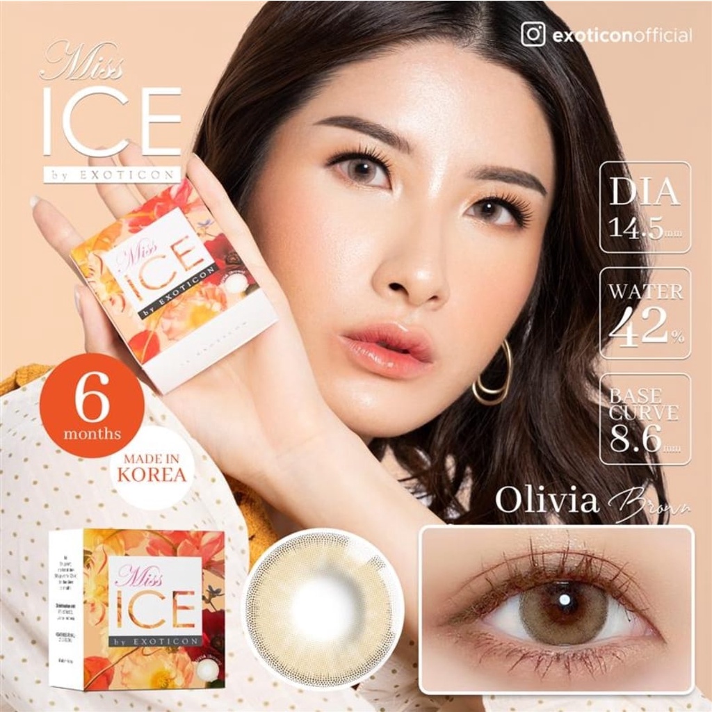 Jual SOFTLENS MISS ICE OLIVIA BROWN MINUS -0.50 S/D -10.00 DIA 14.5 MM ...