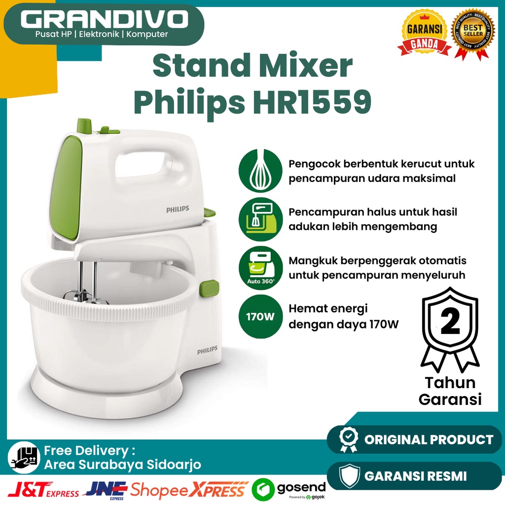 Jual Stand Mixer Philips HR1559 / Mixer Com HR 1559 Mixer duduk Garansi ...
