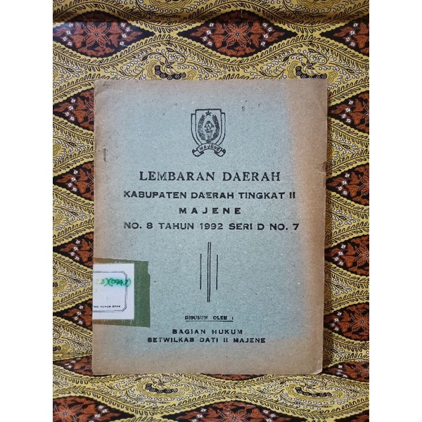 Jual BUKU (ORI) LEMBARAN DAERAH KABUPATEN TINGKAT DAERAH TINGKAT II ...
