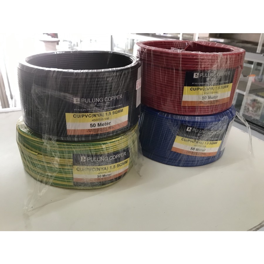 Jual Kabel Listrik Kawat Tunggal PULUNG NYA 1x1,5mm 1x1.5 50 Meter (50M) | Shopee Indonesia