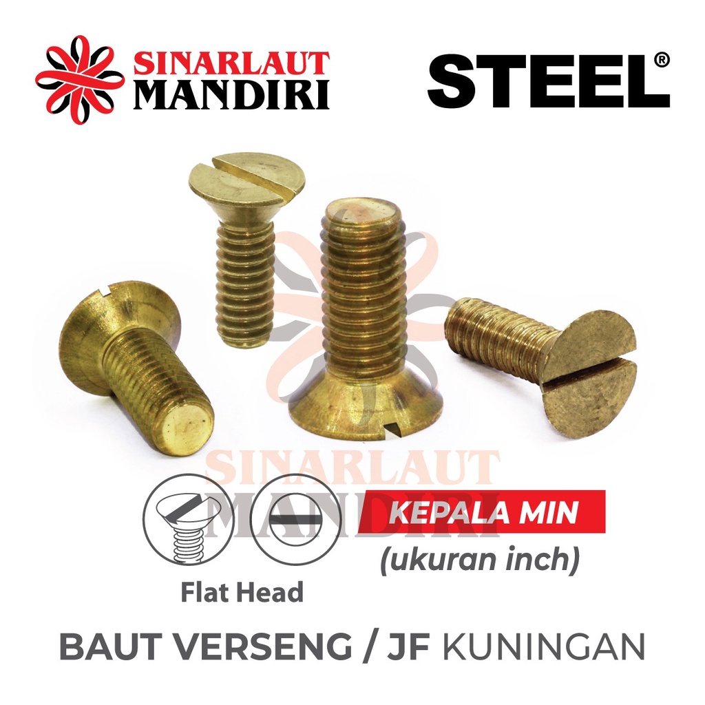 Jual Baut Verseng Kuningan / Baut JF Kuningan Obeng (-) 3/8 x 3 ...